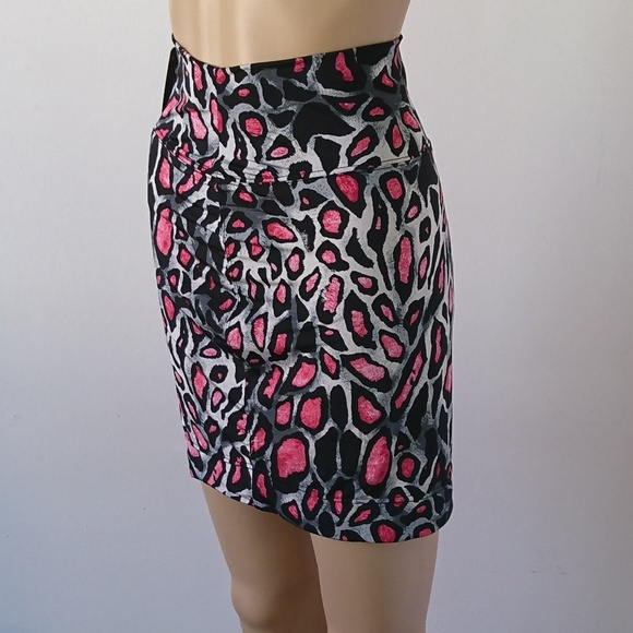 shosho | Skirts | Nwt Shosho Animal Print Pink Black Skirt Size M ...